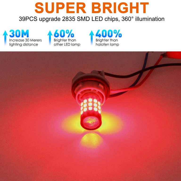 GLOFE 1157 BAY15D LED Strobe Flashing Brake Lights Bulb, Pure Red Super ...