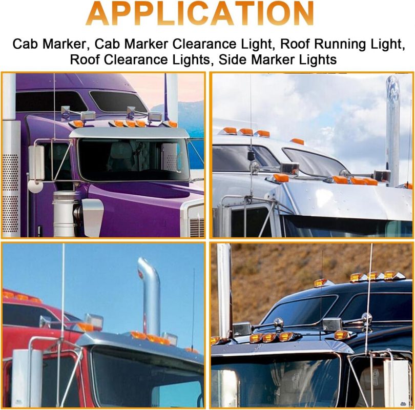 GLOFE 5PCS Truck Cab Marker Light LED Amber Top Roof Running Lights w ...